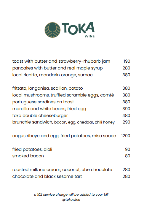 Menu – Toka
