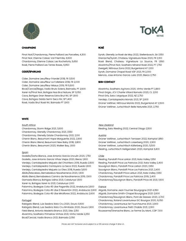 Menu – Toka