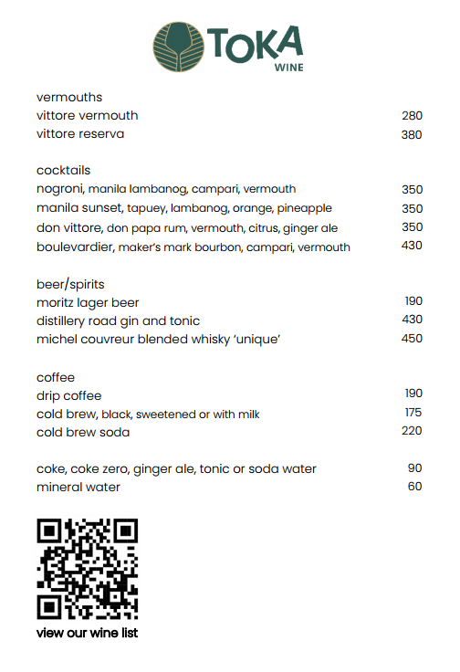 Menu – Toka