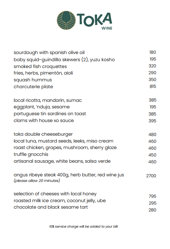 Menu – Toka